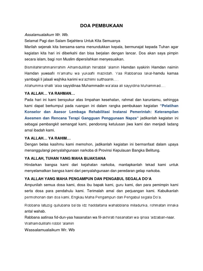 Doa Pembukaan & Penutupan | PDF