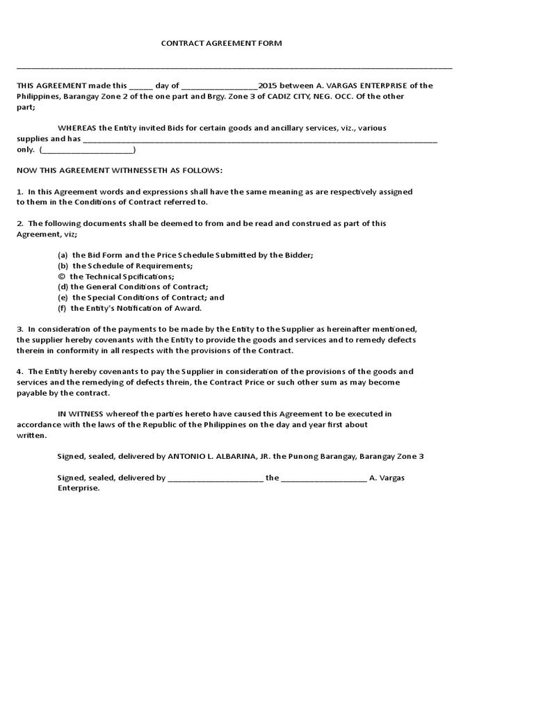 Contract Agreement Form | PDF | Legal Concepts | Justice