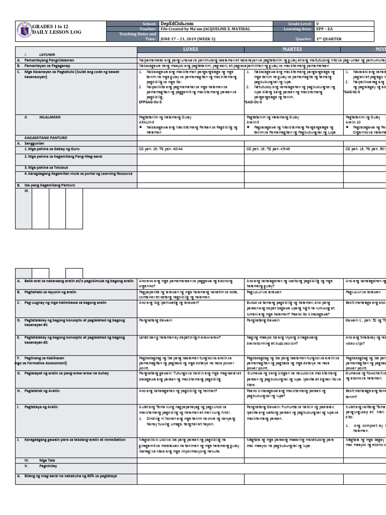 DLL - Epp 5 - Q1 - W3 | PDF