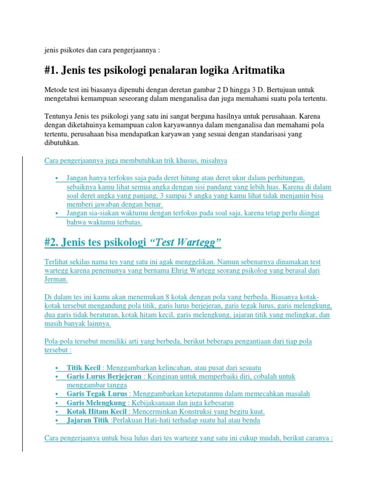 Jenis-Jenis Psikotest | PDF
