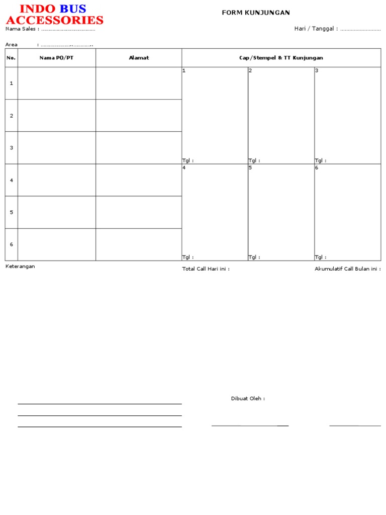 Form Kunjungan Sales | PDF