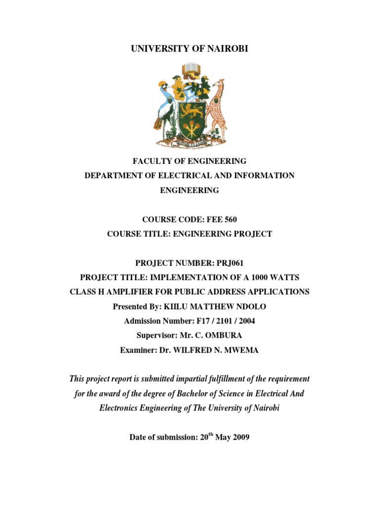Implementation of A 1000 Watts Class H Amplifier For Public Address ...