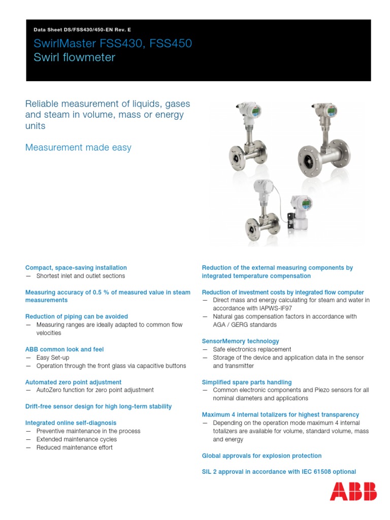 ABB Sensors Flow Swirl PDF | PDF | Flow Measurement | Fluid Dynamics