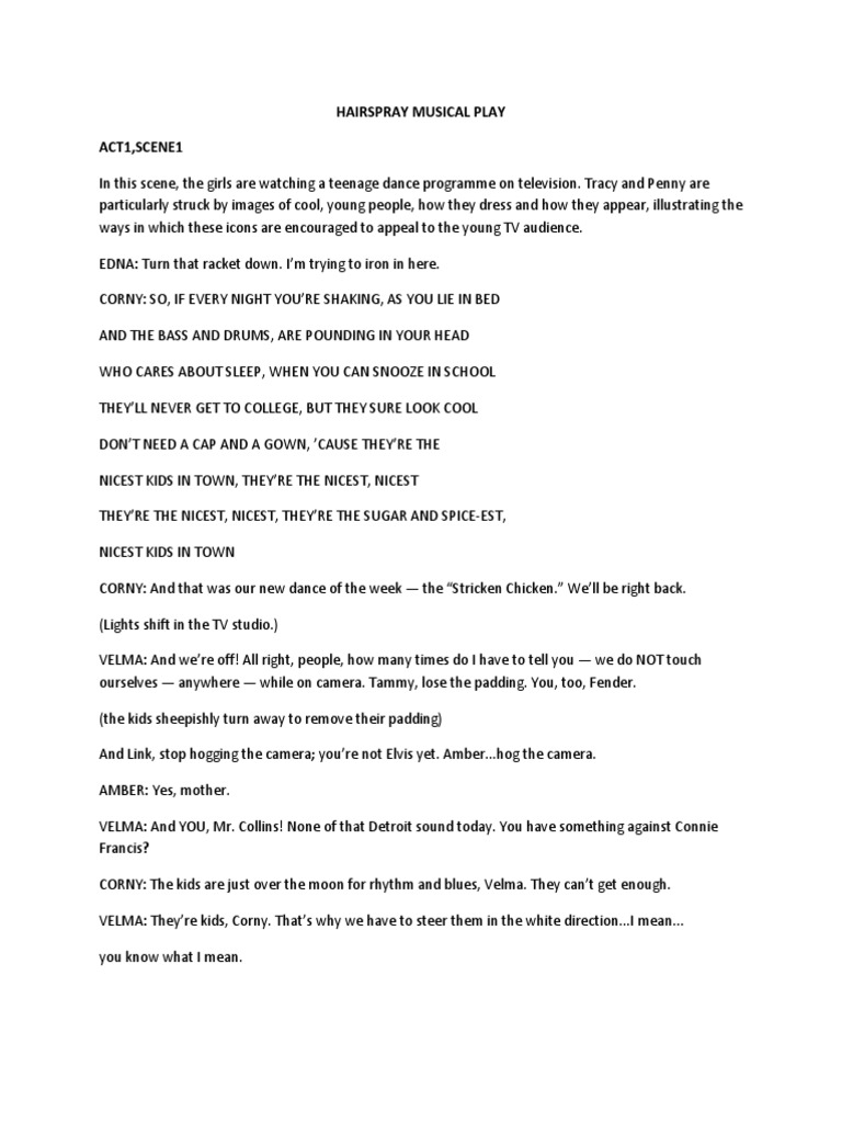 Hairspray Script | PDF