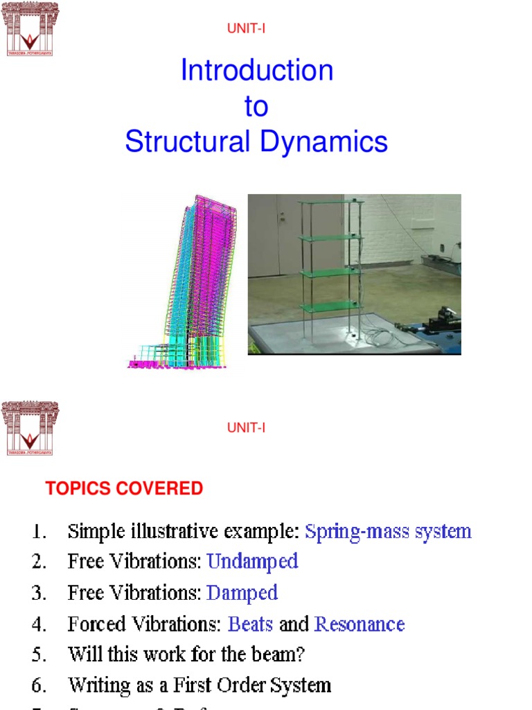 To Structural Dynamics: Unit-I | PDF | Force | Mass