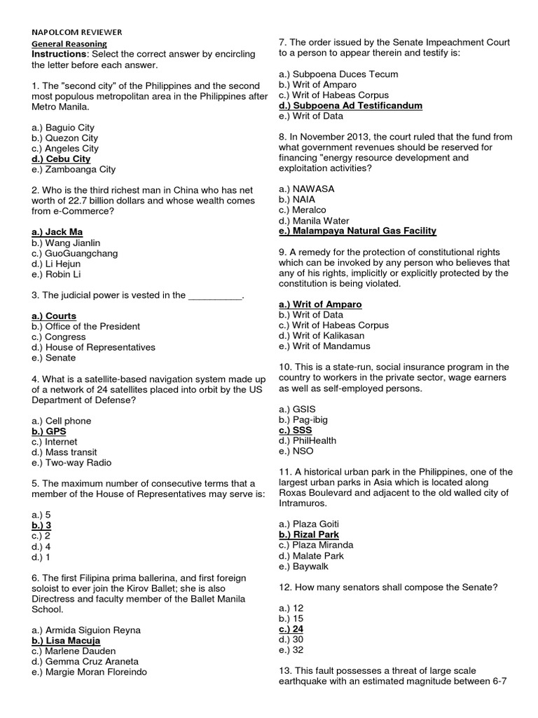 Napolcom Reviewer | PDF | Metro Manila | President Of The Philippines