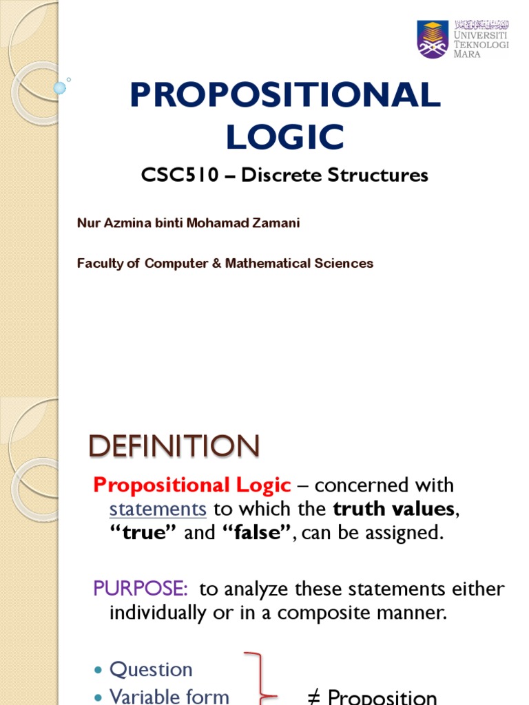 Propositional Logic Csc510 Discrete Structures Pdf If And Only If Metalogic 1255