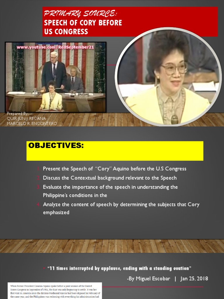 Cory Aquinos Speech | Corazon Aquino | Philippines