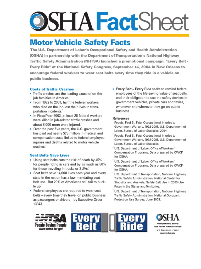Sheet: Motor Vehicle Safety Facts | Download Free PDF | Traffic ...