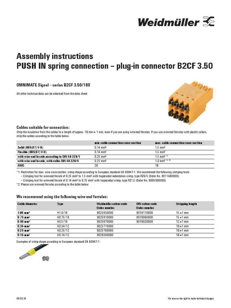 Assembly Instructions PUSH IN Spring Connection - Plug-In Connector ...