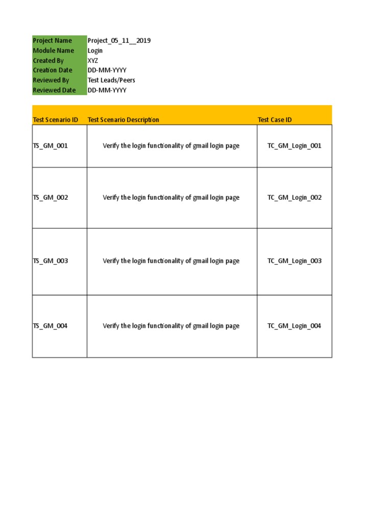 Test Case | PDF | Login | Gmail