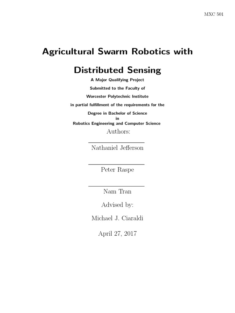 Agricultural Swarm Robotics with Distributed Sensing: Design and Implementation of a Symbiotic ...