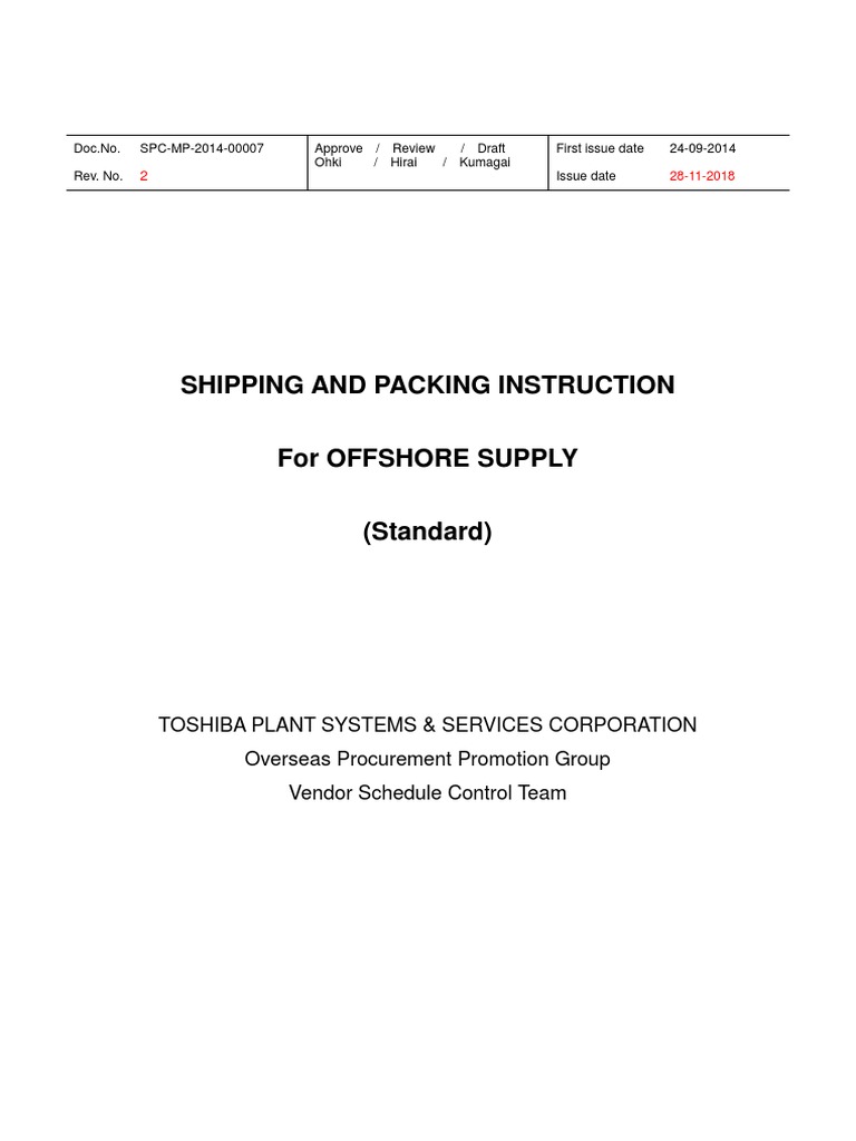 Shipping and Packing Instruction - Standard - Rev.2 | PDF ...