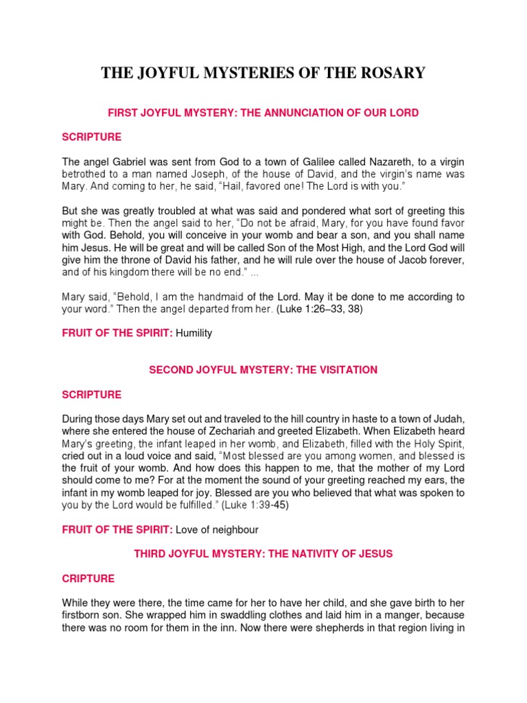 The Joyful Mysteries of The Rosary | PDF | Mary, Mother Of Jesus | Jesus