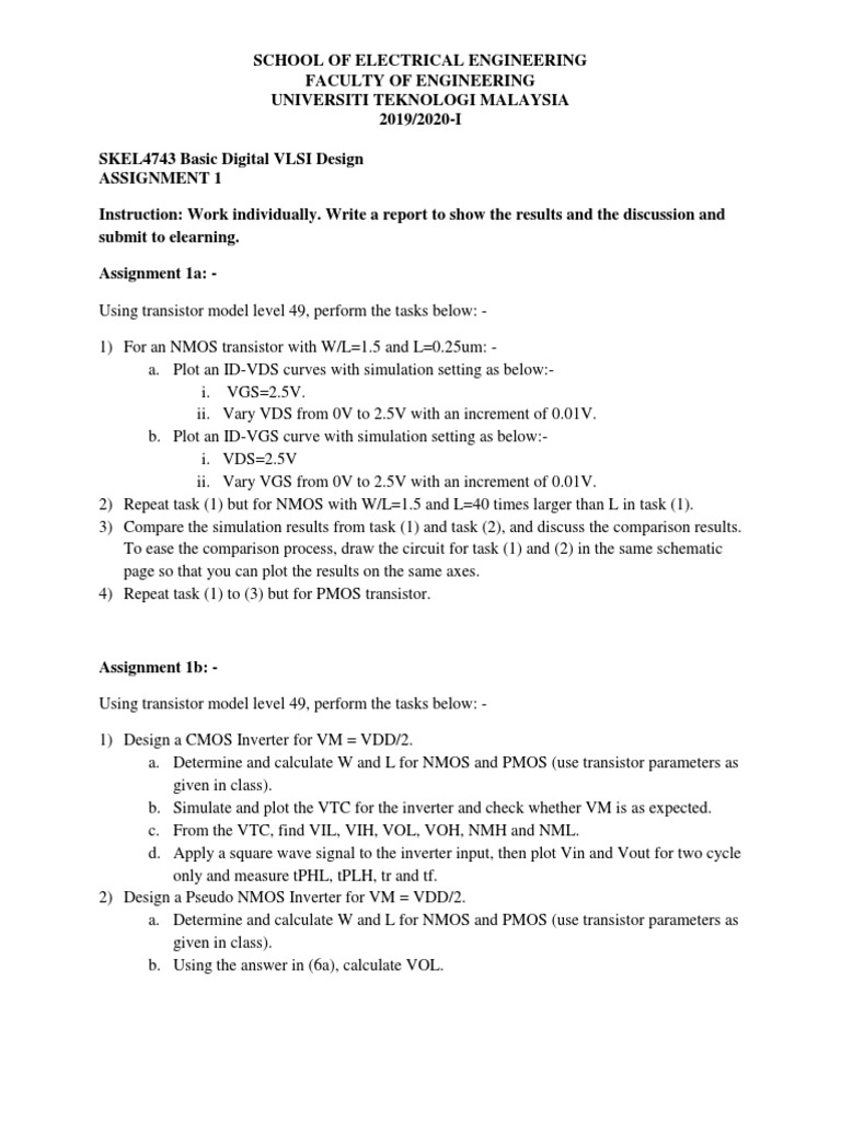 Assignment 1 | PDF | Cmos | Electrical Engineering
