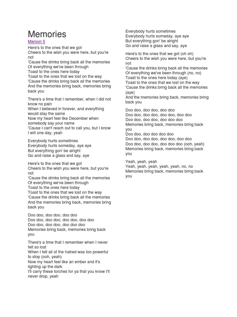 Memories: Maroon 5 | PDF