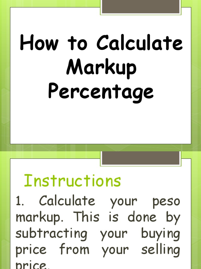 How To Calculate Markup Percentage | PDF