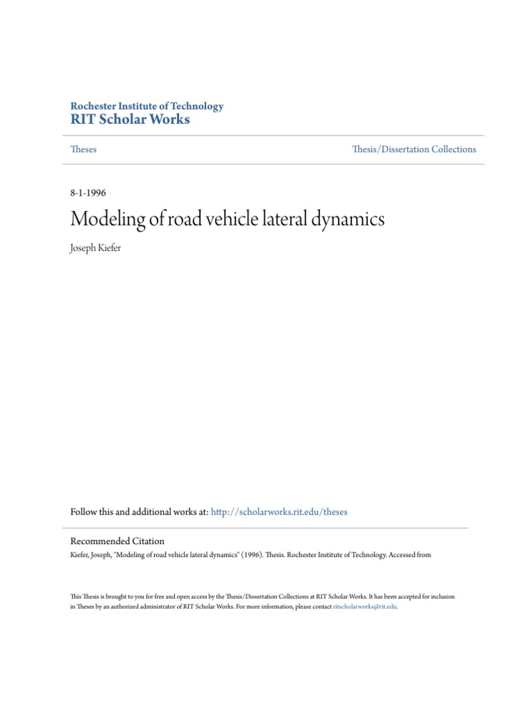 Vehicle Dynamics | PDF | Mathematical Model | Simulation