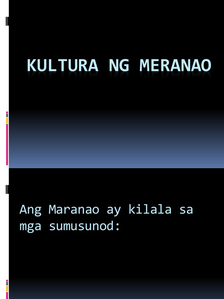 Kultura NG Meranao | PDF
