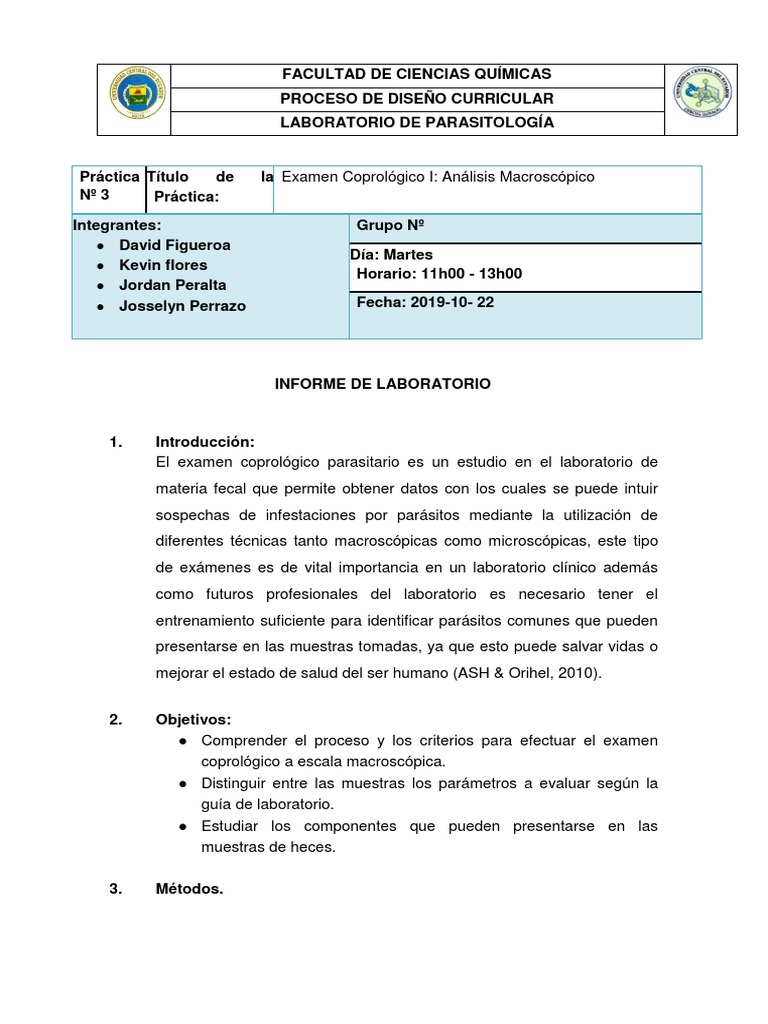 Exámen Coprológico 1 | PDF | Heces | Enfermedades y trastornos