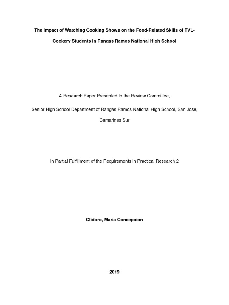 Impact of Cooking Shows on Food Skills of Culinary Students | PDF ...