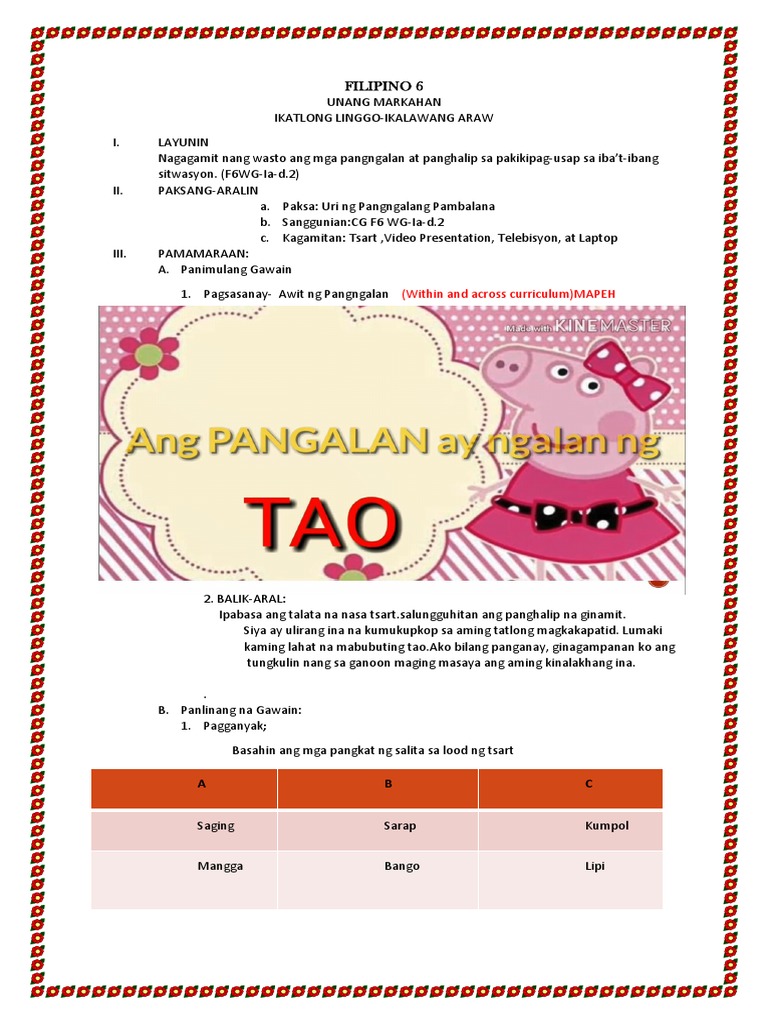 Lesson Plan Filipino | PDF