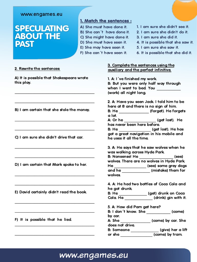 Speculating About the Past Exercises | PDF | Grammar