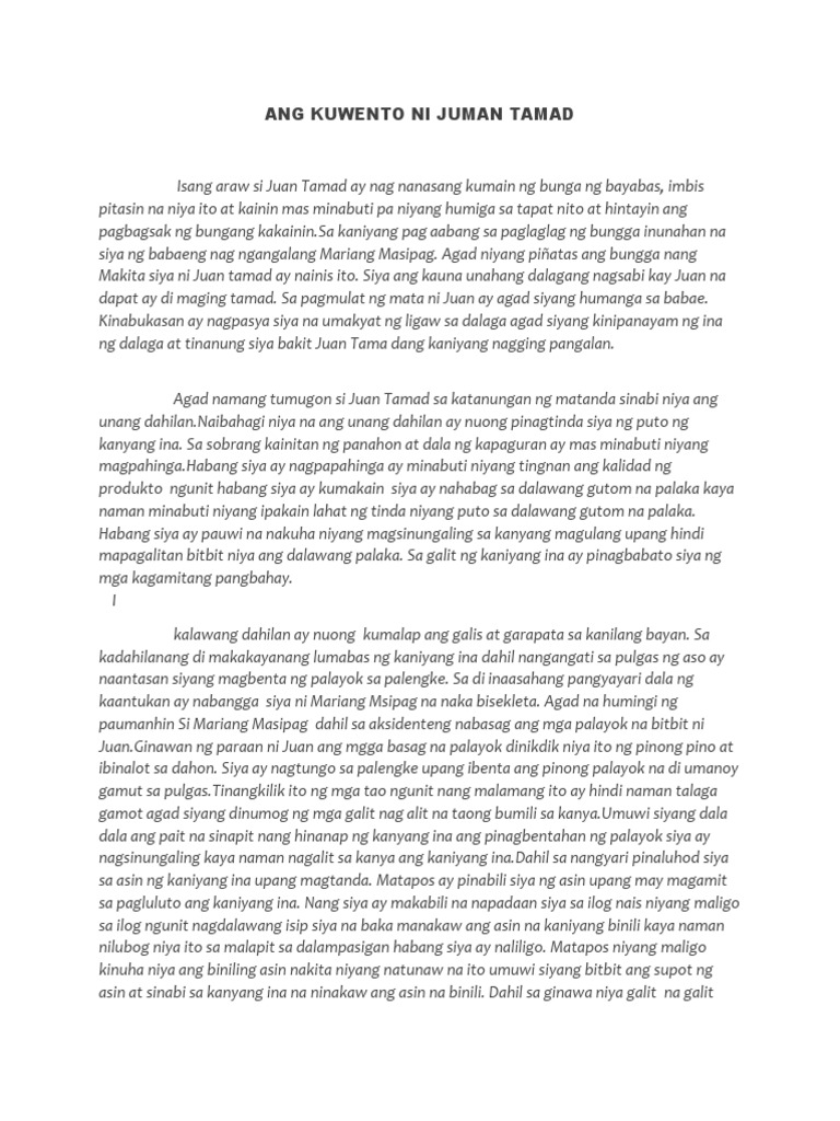 Ang Kuwento Ni Juman Tamad | PDF