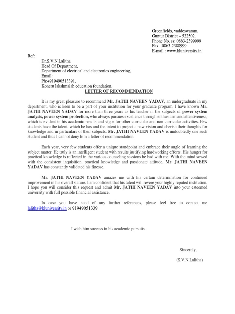 Letter of Recommendation | PDF | Academia | Behavior Modification