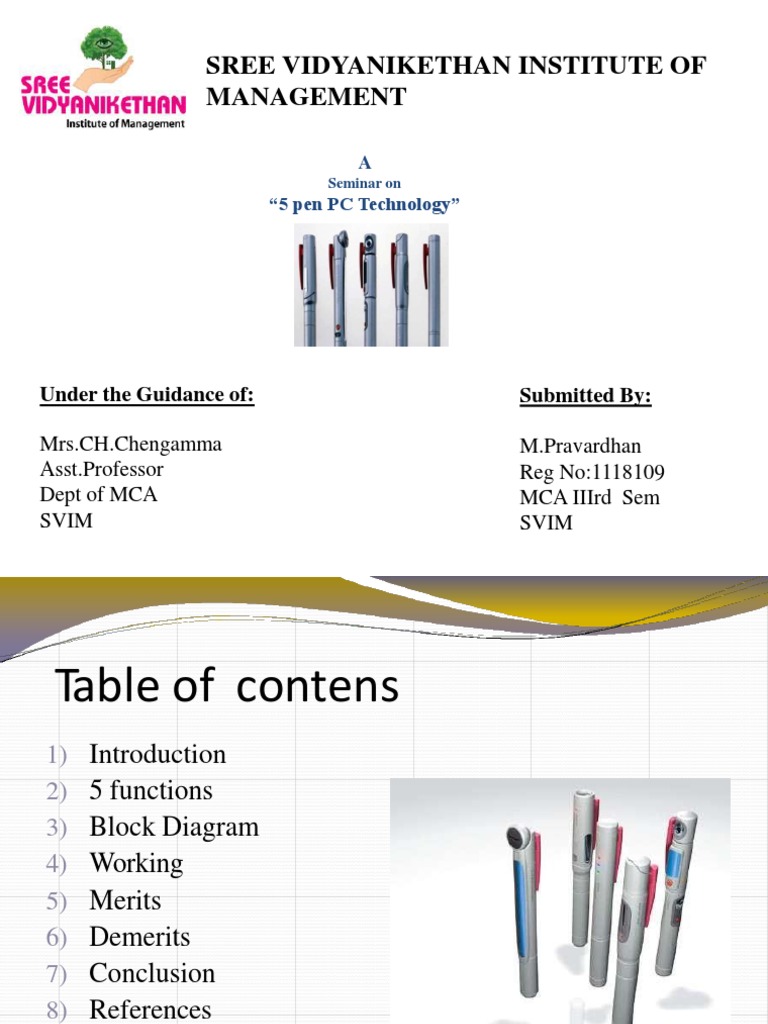 Sree Vidyanikethan Institute of Management: A "5 Pen PC Technology ...