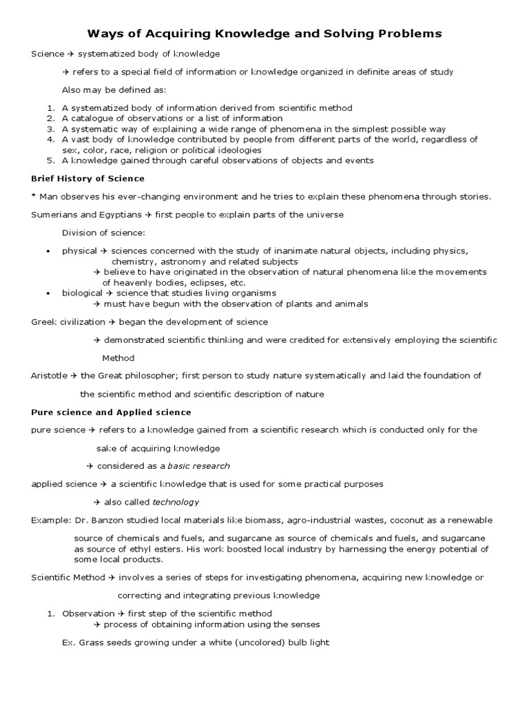 Acquiring Knowledge Through Science | PDF | Scientific Method | Experiment