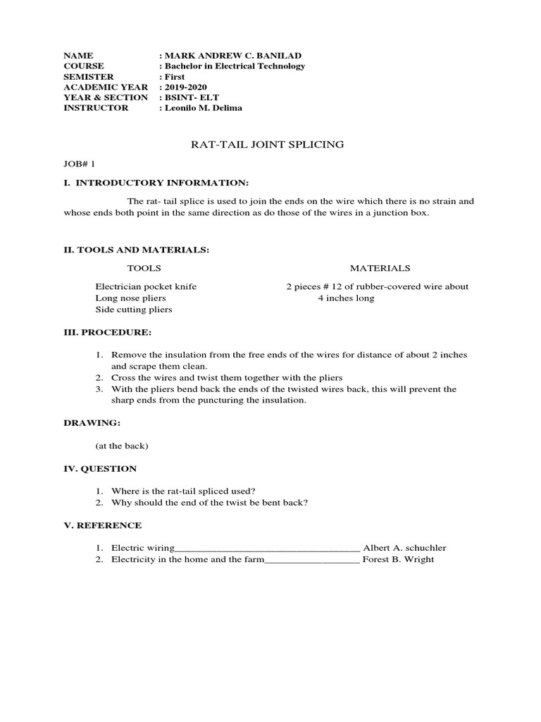 Rat-Tail Joint Splicing: I. Introductory Information | PDF | Wire ...