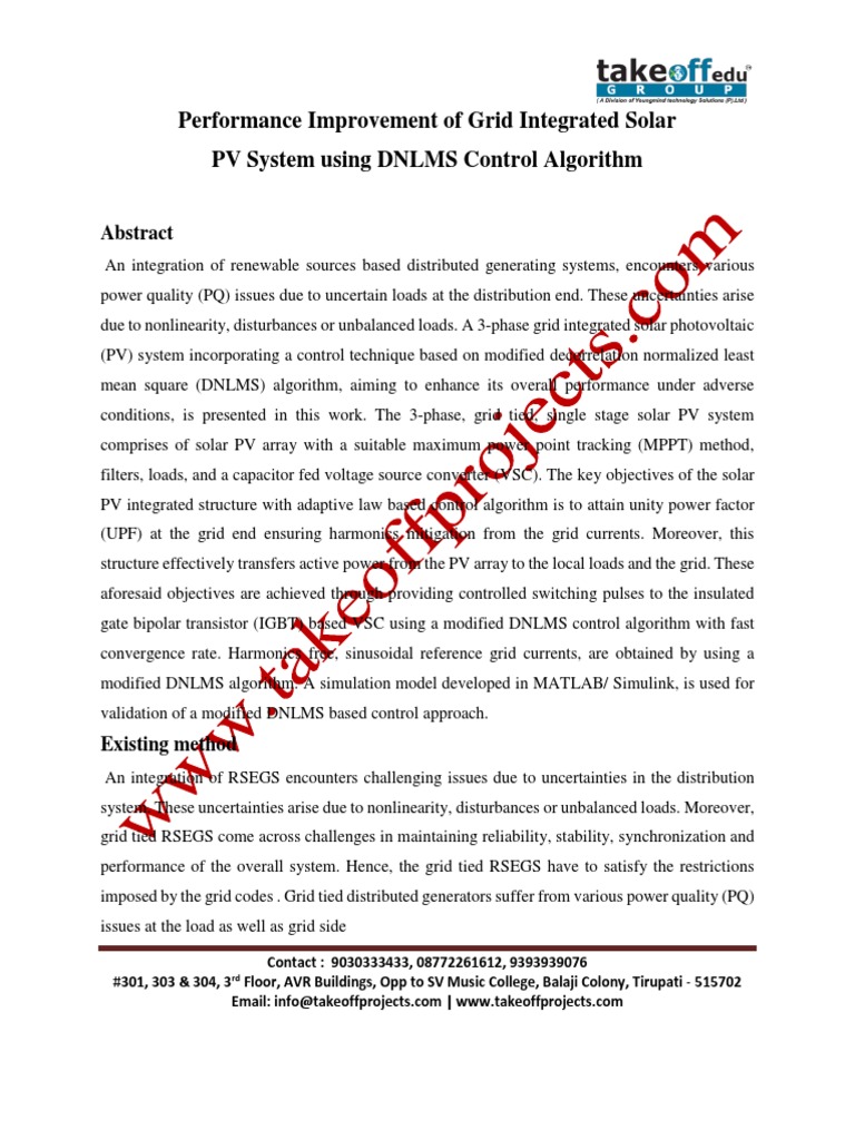 10.performance Improvement of Grid Integrated Solar PV System Using DNLMS Control Algorithm ...