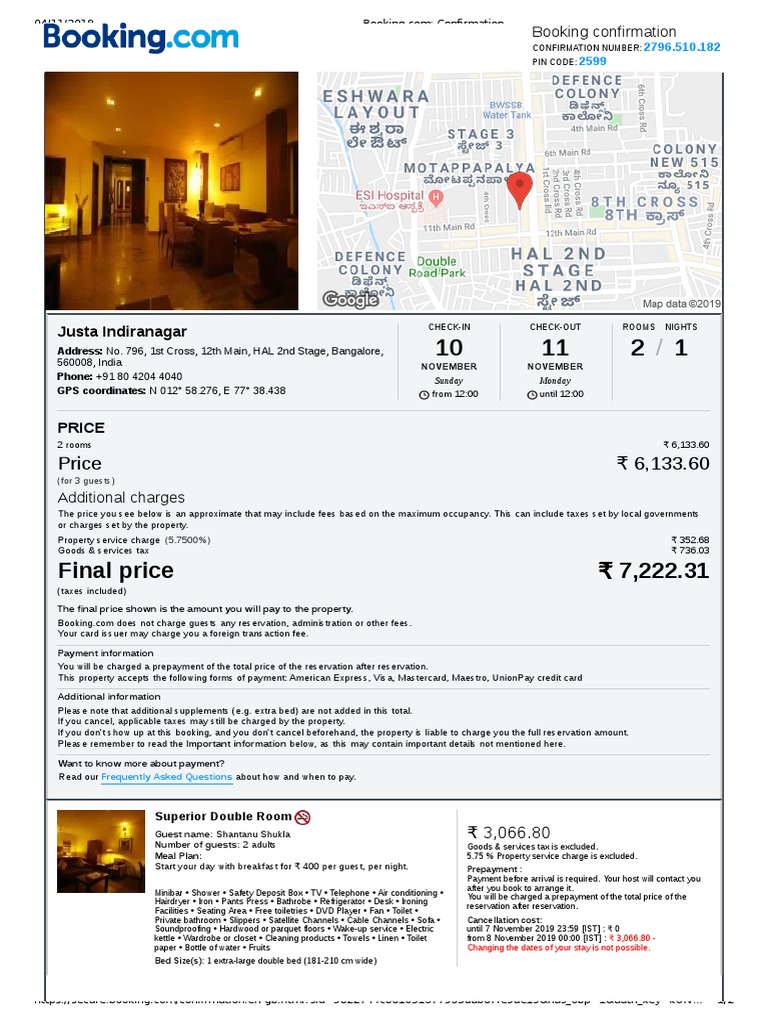 Booking | PDF | Identity Document | Fee