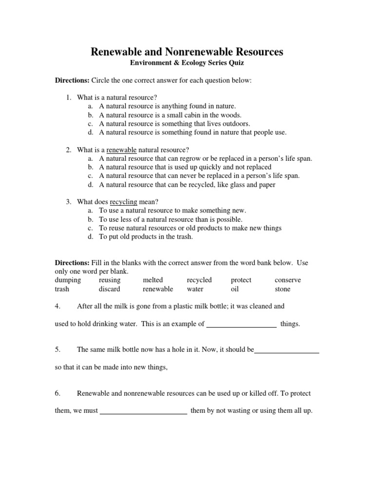 Renewable Quiz | PDF | Science & Mathematics