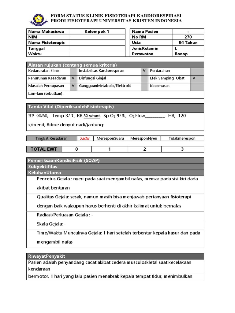 Status Klinis Fraktur Costae | PDF