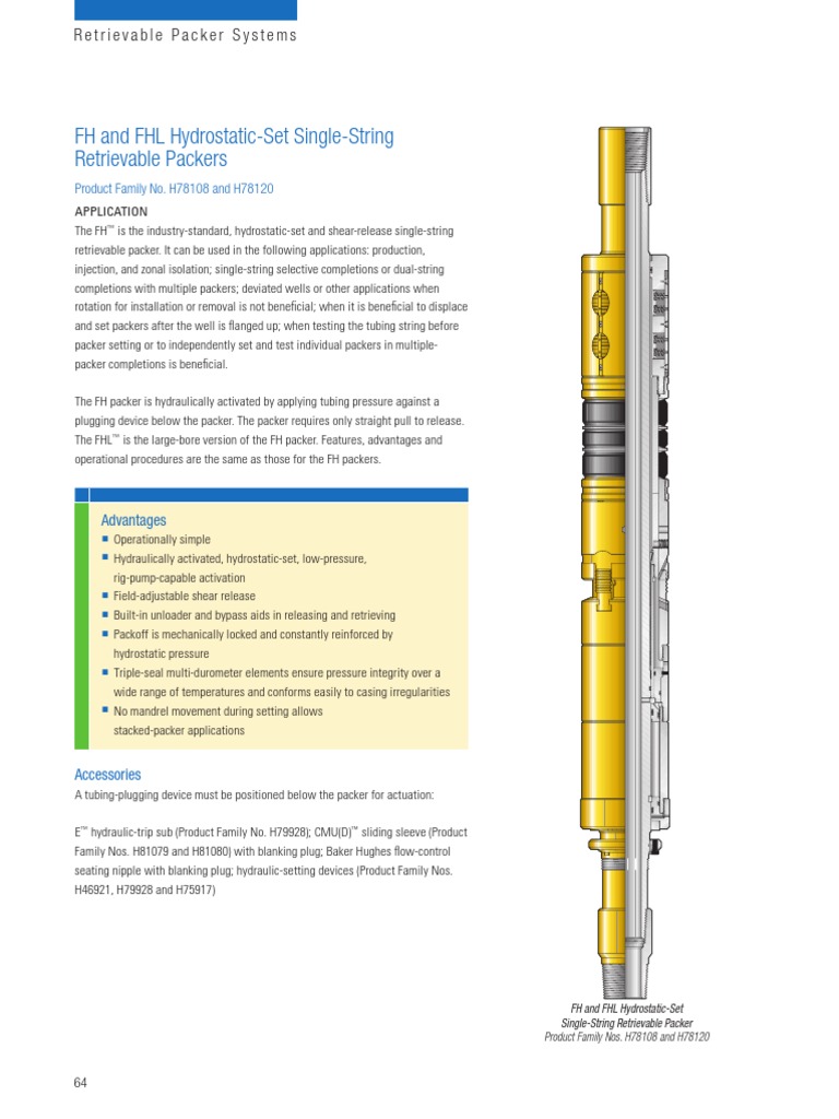 FH Hydrostatic Set Single String Retrievable Packer, 47B2 Systems ...