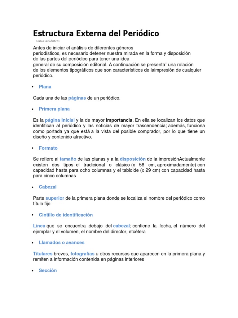 Estructura Externa Del Periódico | PDF | Periódicos | Medios de ...