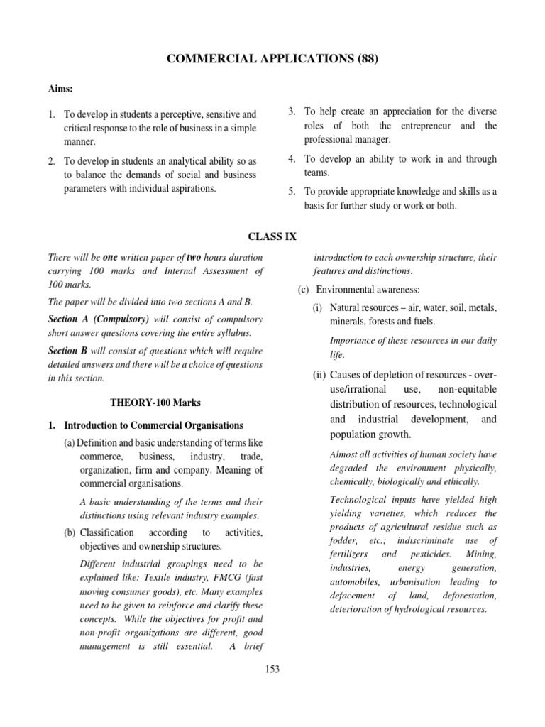 Commercial Applications for Class IX Students | PDF | Marketing | Sales