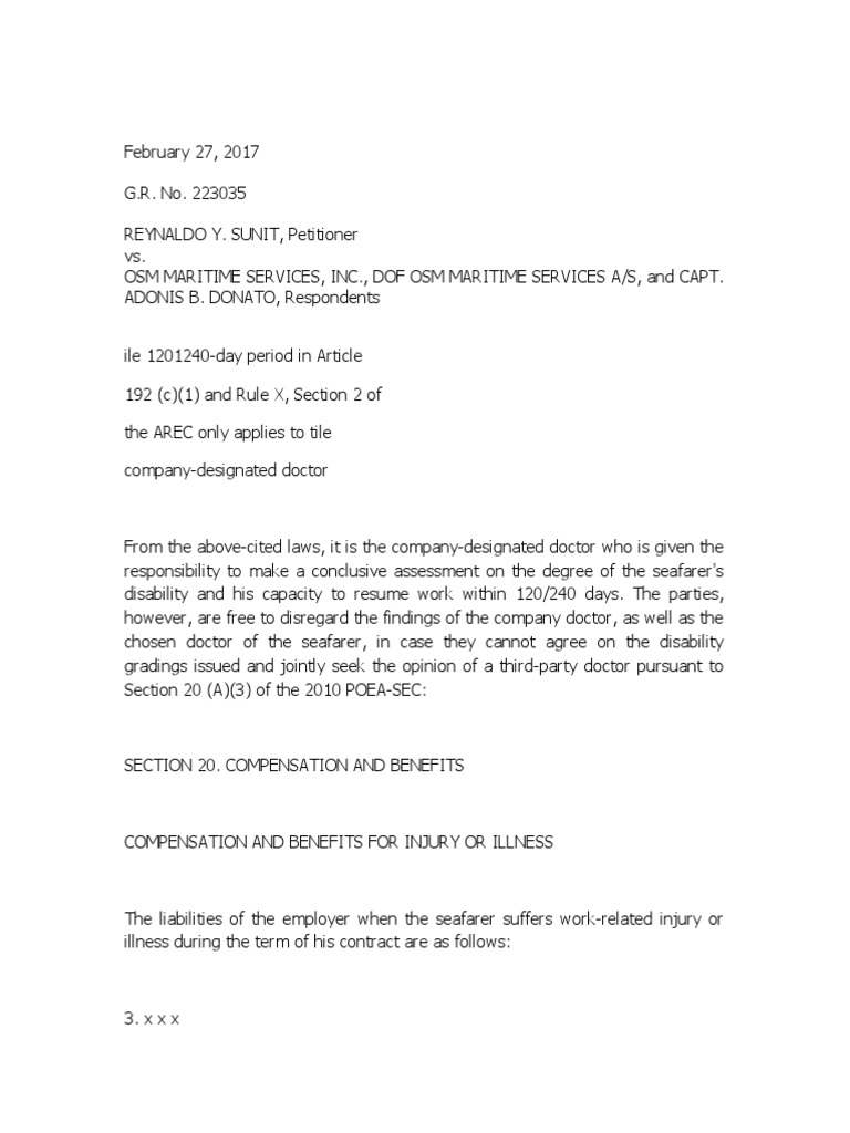 Sunit vs. OSM, 2017 | PDF | Sailor | Disability