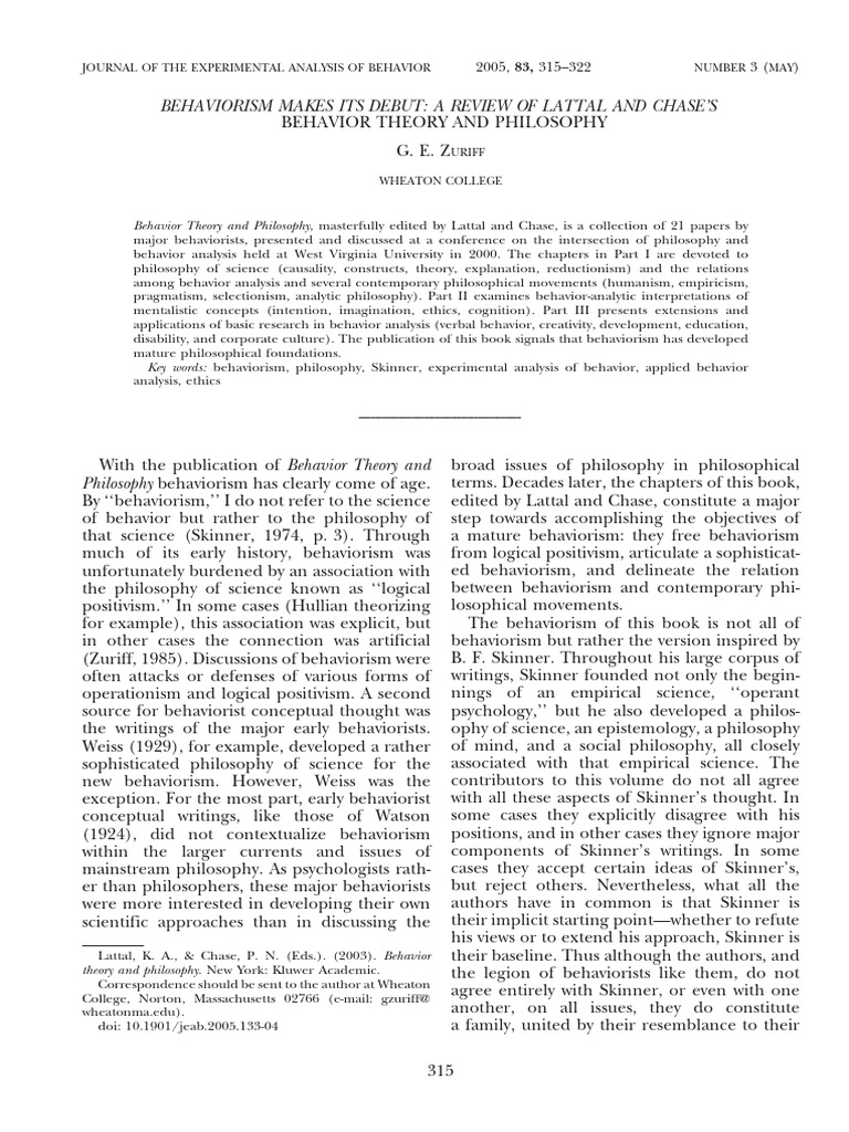 Journal of The Experimental Analysis of Behavior Number MAY | PDF ...