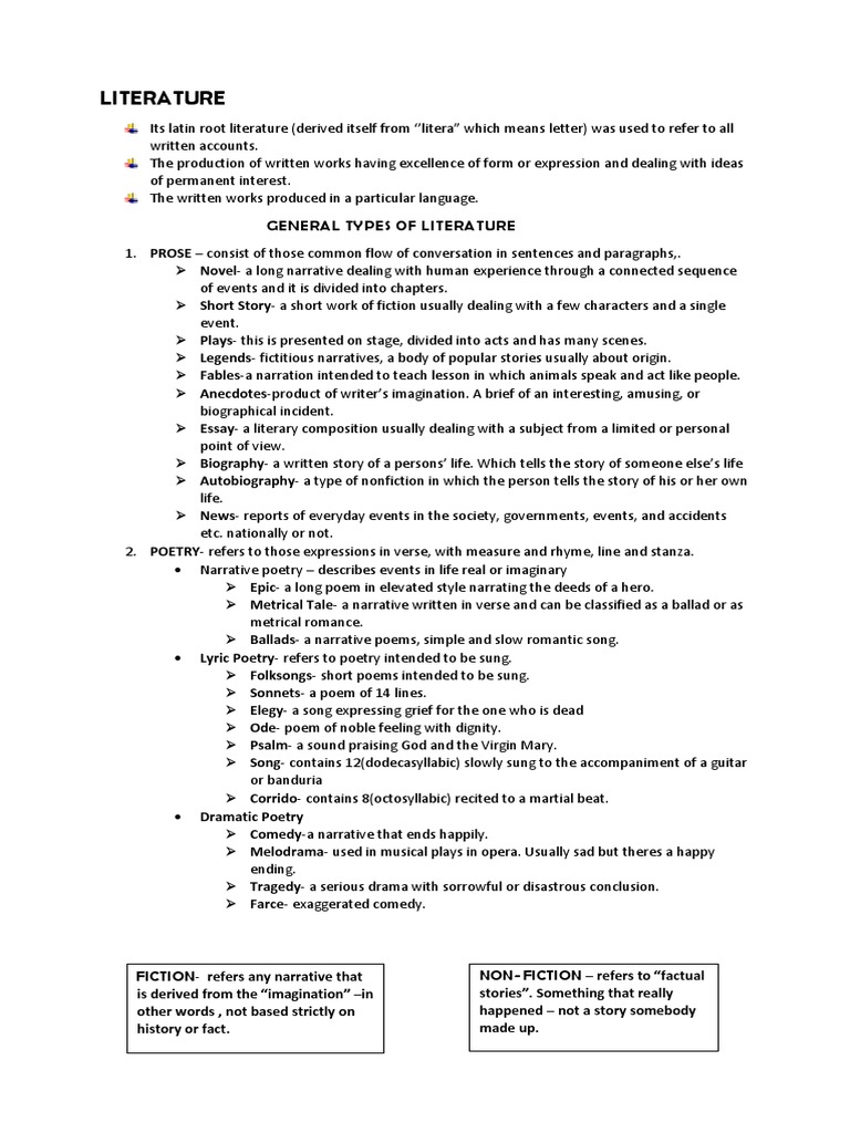 Literature: General Types of Literature | PDF | Narrative | Poetry