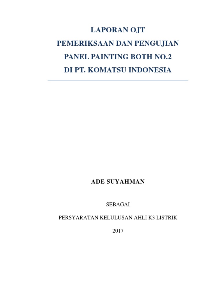 Laporan OJT Ahli K3 Listrik | PDF