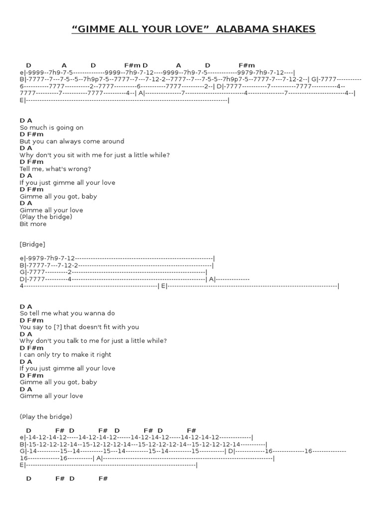 Alabama Shakes - Gimme All Your Love | PDF | Irish Musical Instruments ...