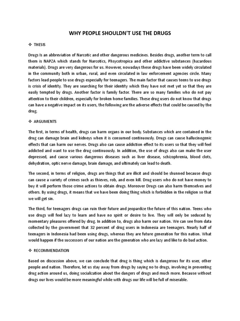 Why People Shouldn'T Use The Drugs | PDF | Drugs | Substance Abuse