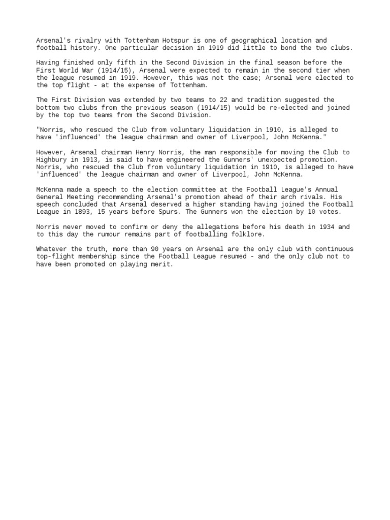 Arsenal's Controversial Promotion History | PDF | Sports & Recreation ...