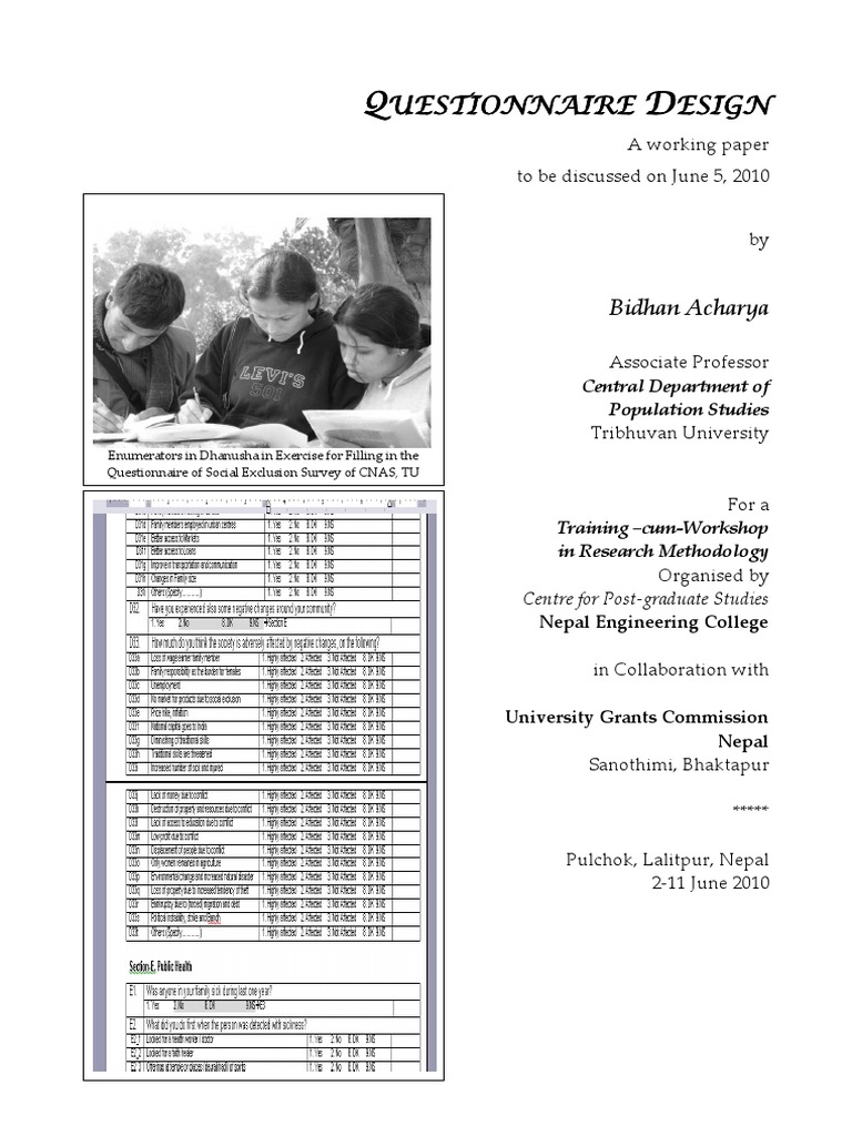Essentials of Questionnaire Design | PDF | Questionnaire | Question