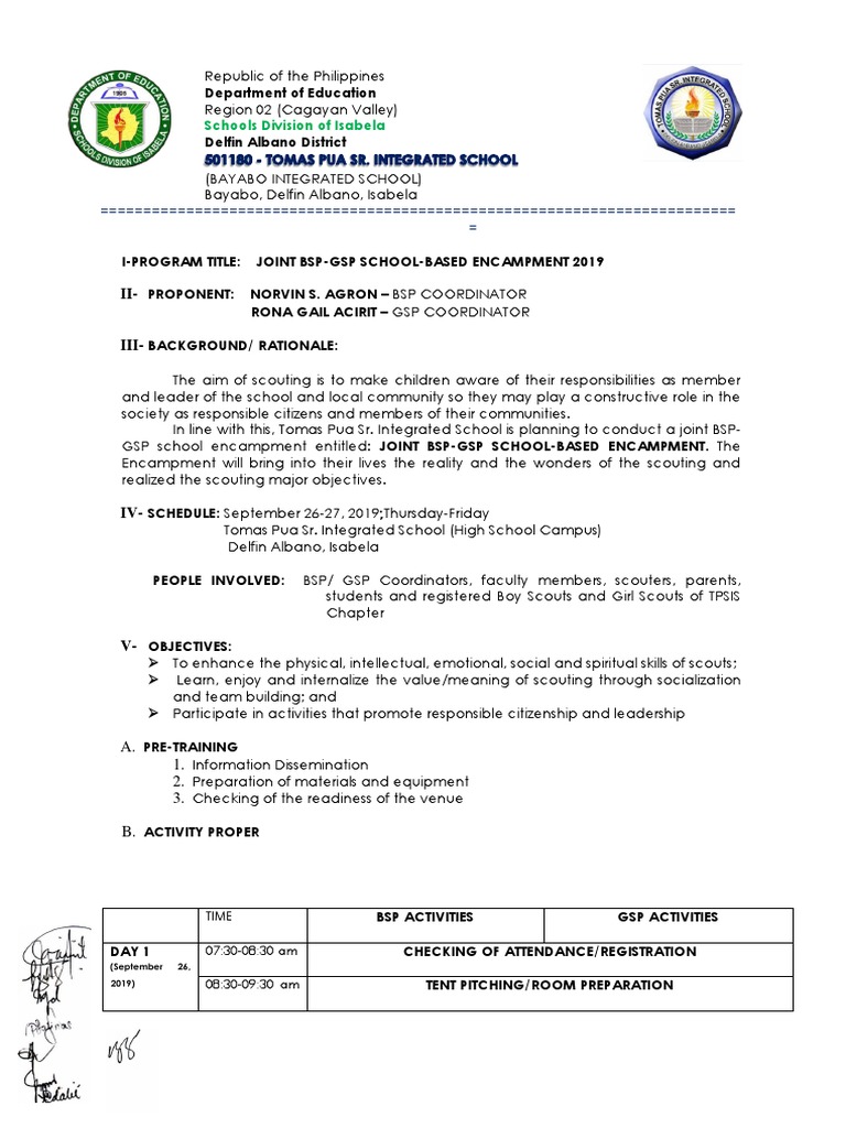 BSP Program Proposal | Download Free PDF | Scouting | Youth Movements