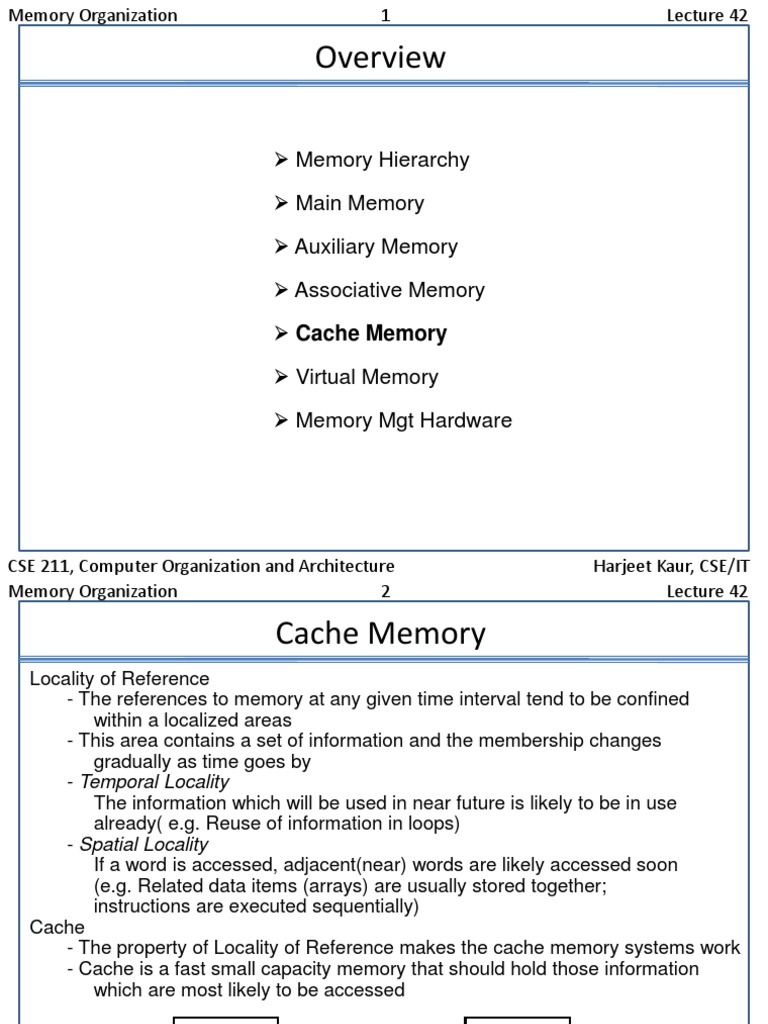 Lecture 42 | PDF | Cpu Cache | Random Access Memory