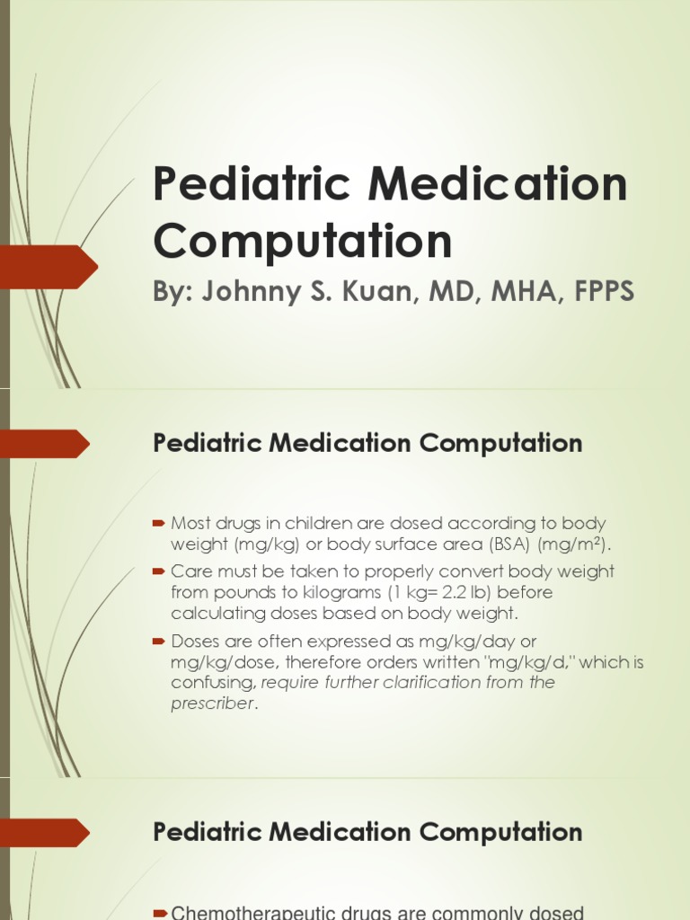 Pediatric Medication Dosage Guide | PDF | Dose (Biochemistry) | Chemistry